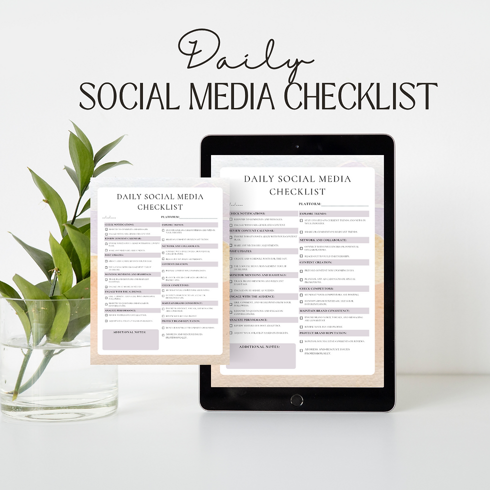 Daily Social Media Checklist - Digital Download | POUR Studios