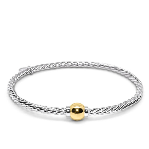 Sterling Silver Twisted Cape Cod Bracelet with 14k Gold Ball ...