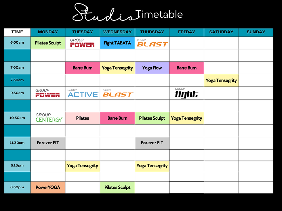 Studio Timetable | Totallyfit