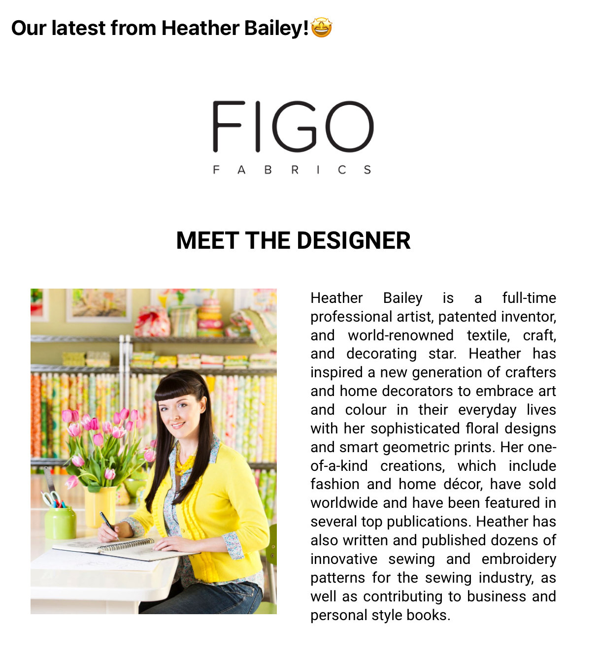 Meet Heather Bailey, view newest FIGO & Northcott Collections | OhSewSally!