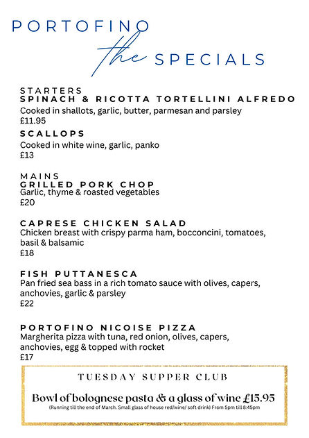 Menus | Portofino
