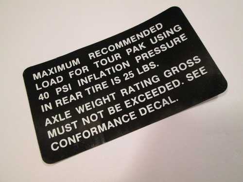 Harley Davidson Maximum Load Decal | hi-speedmotorcycles