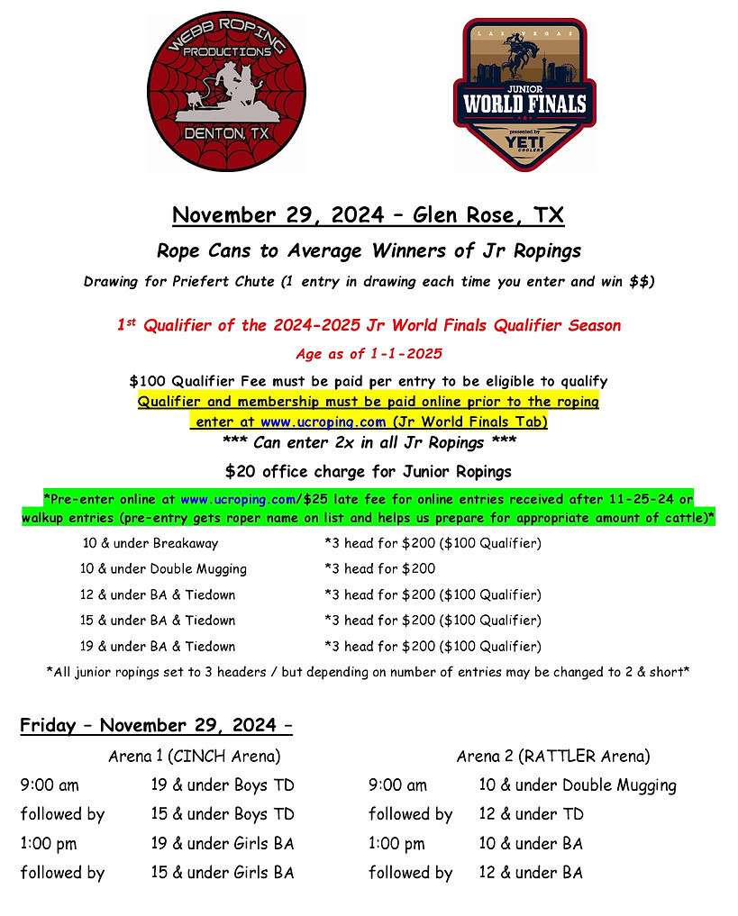 WRP - Current Schedule | Ultimate Calf Roping