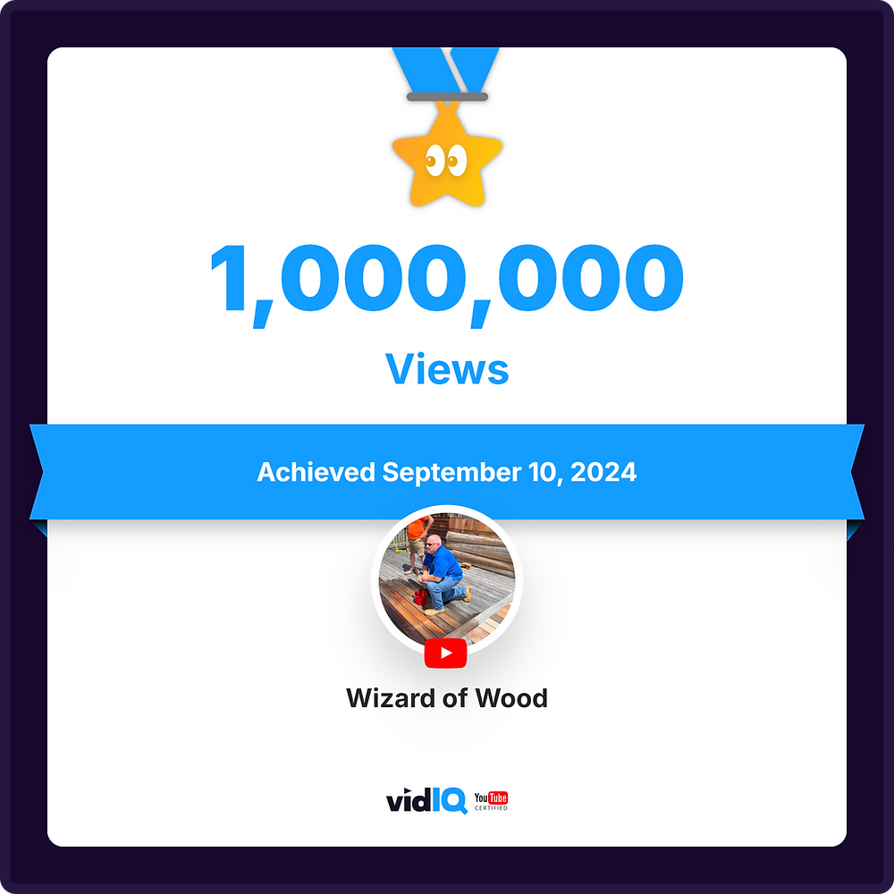 The "Wizard of Wood" has hit 1,000,000 total views on YouTube!