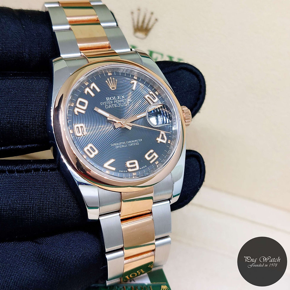 Rolex 36mm 18K Half Rose Gold Black Concentric Arabic Datejust REF ...