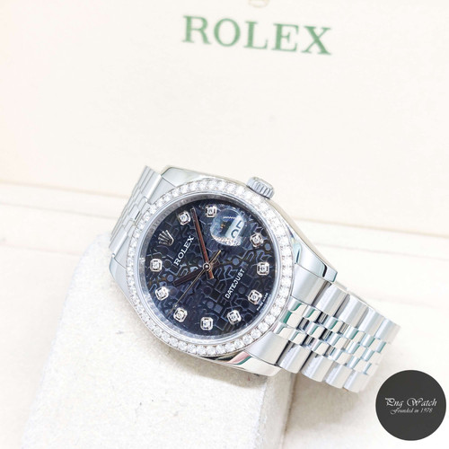Rolex 36mm Black Jubilee Big Diamonds Dial & Diamonds Bezel Datejust REF: 116244 | pngwatchdealer