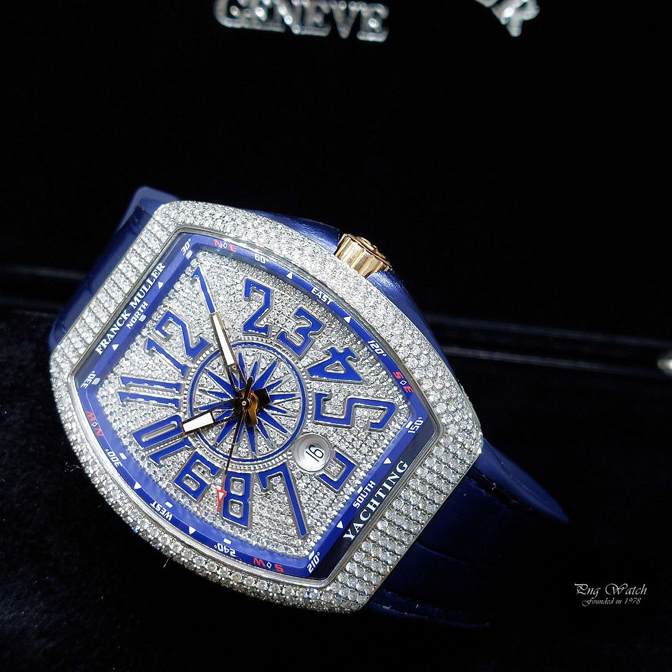 Franck Muller 45mm Pave Diamond Set 2 Tone Blue Vanguard Yachting REF ...