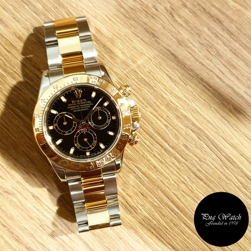 Rolex OP 18K Half Yellow Gold Black Daytona (P Series) REF: 116523 (2 ...