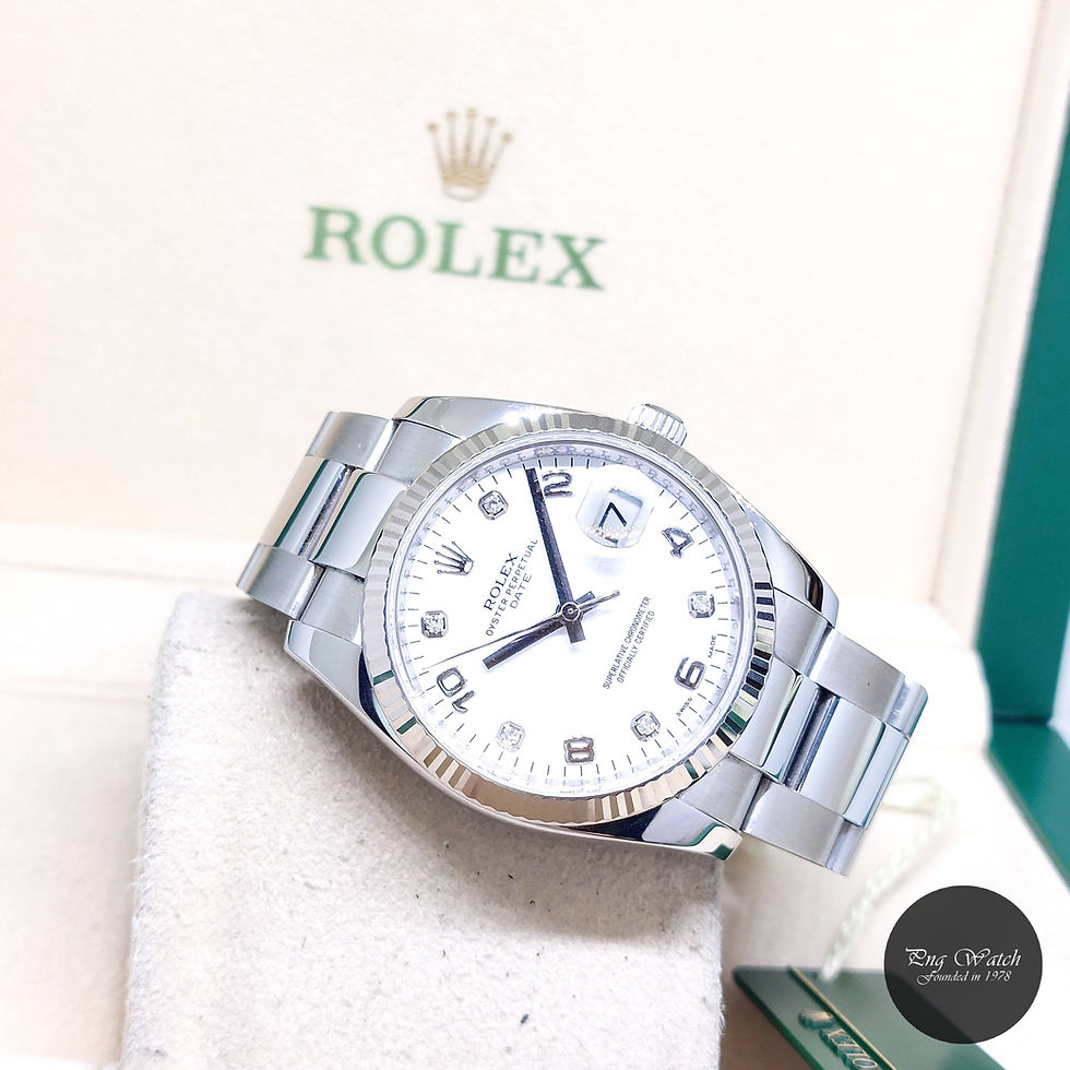 Rolex 34mm White Diamonds Dial Oyster Perpetual Date REF: 115234 (2014 ...