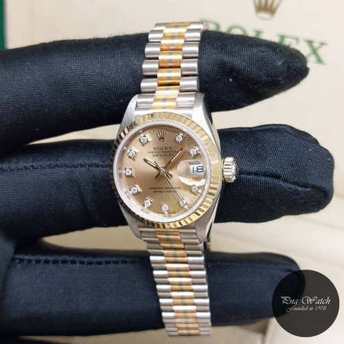 Rolex 26mm 18K "Tridor" Gold Brown Diamonds Datejust REF: 69179B (R ...