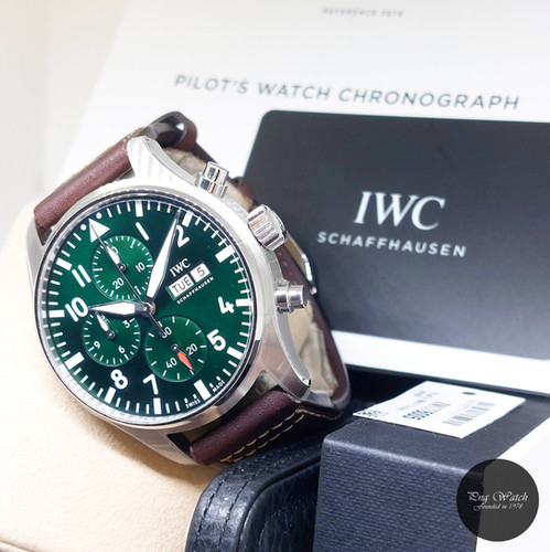 IWC 43mm Green Dial Pilot's Chronograph REF: IW378005 (Full Set-March ...
