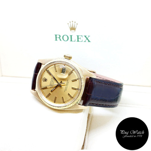 Rolex 36mm 18K Yellow Gold Bark Finished Champagne Indexes Datejust REF ...