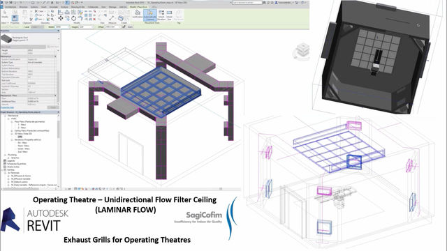 Operating Theater HVAC Design - BIM – REVIT Laminar Flow HEPA Filters ...