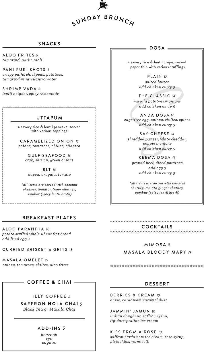 Sunday Brunch Menu