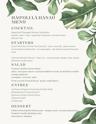 Menus & Culinary Signature | Kauai Cut Catering