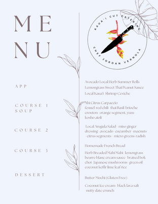 Menus & Culinary Signature | Kauai Cut Catering