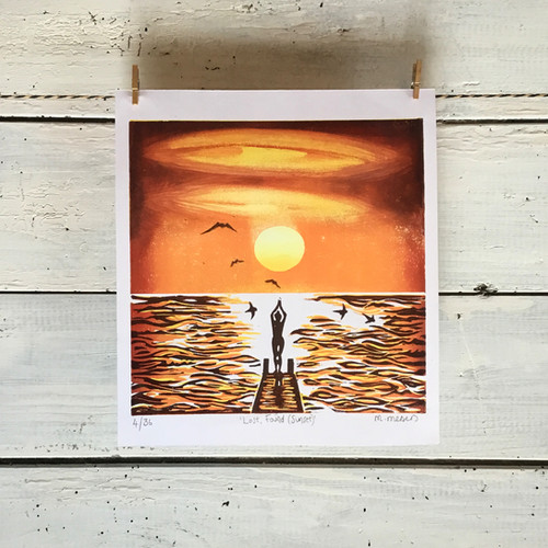 ‘Lost, Found (Sunset)’ Lino Print | Mysite