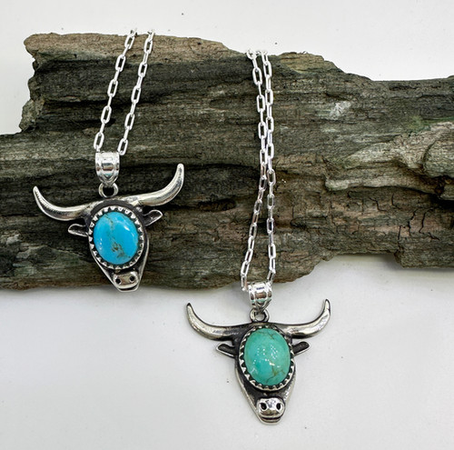 Sterling Silver & Turquoise Cow necklace | Happy Highlands