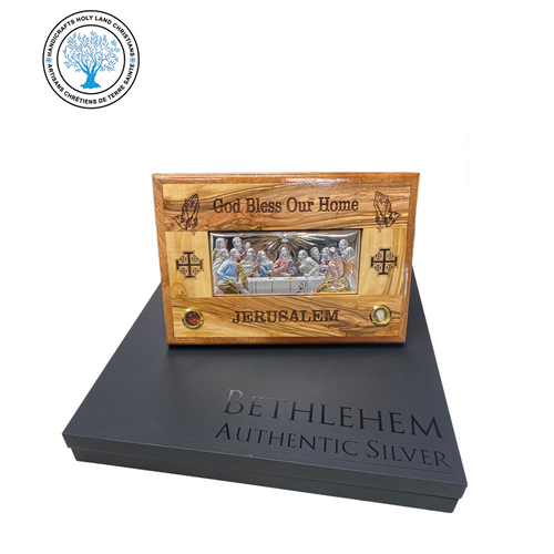 Last Supper Silver with 2 relics (27.5cm X 18.5cm) | Holy Land Christians