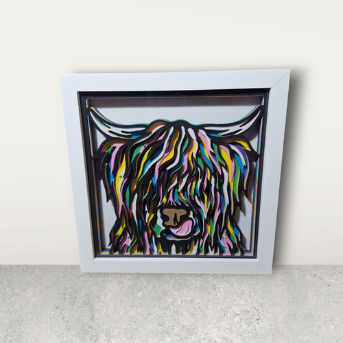 Highland Cow Shadow Box 3D Art - Framed | Create & Gift