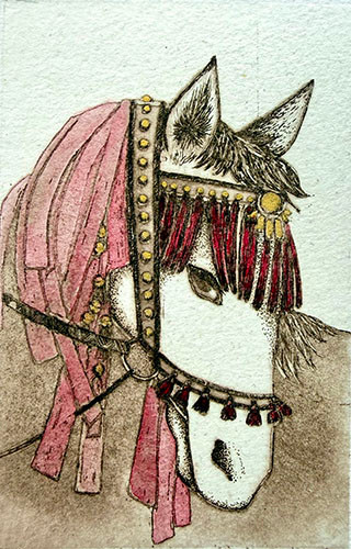 SOMA,Yuko [Horse for dedication '25] copperplate, hand-colored ...