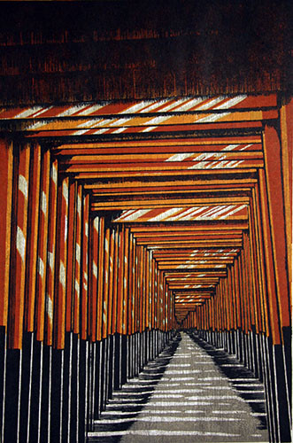 MORIMURA, Ray [light at Fushimi Torii, Kyoto `16] woodblock | Yoseido ...