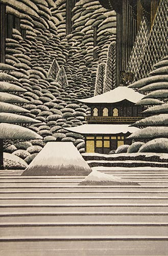 MORIMURA,Ray [Snow at Ginkaku-ji,Kyoto `12] woodblock | Yoseido Gallery