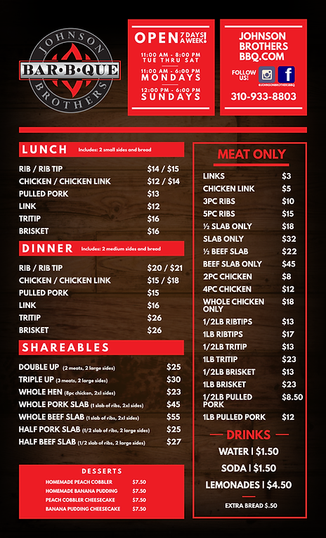 Menu | Johnson Brothers BBQ