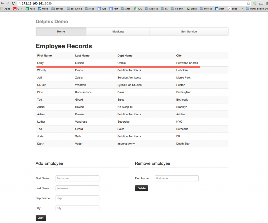 Delphix Express: refreshing a virtual database with source data