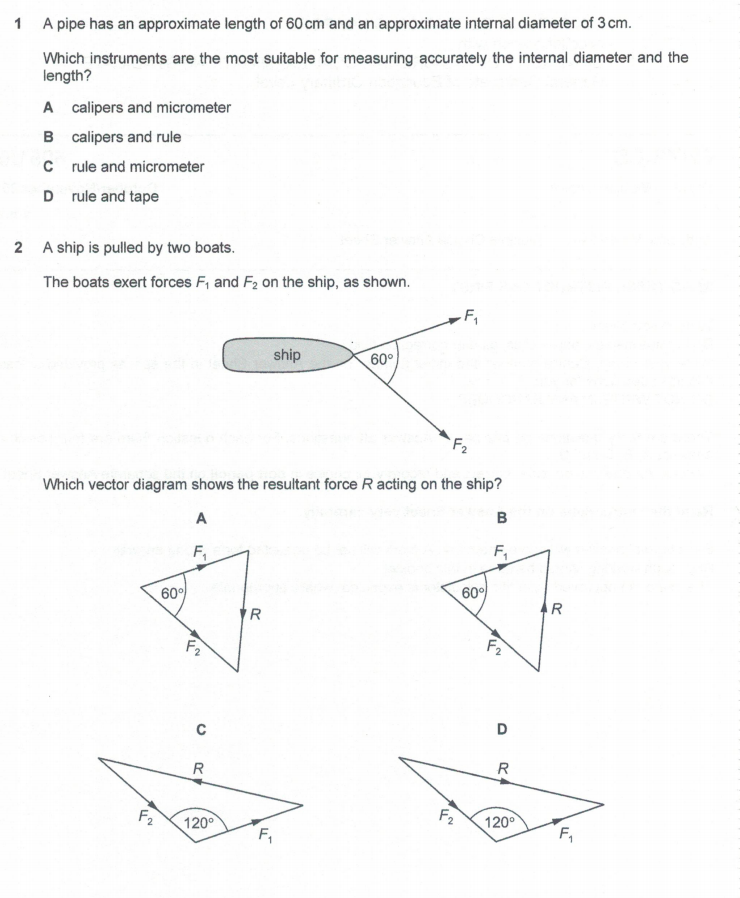 2018 O-Level Physics MCQs with Answers