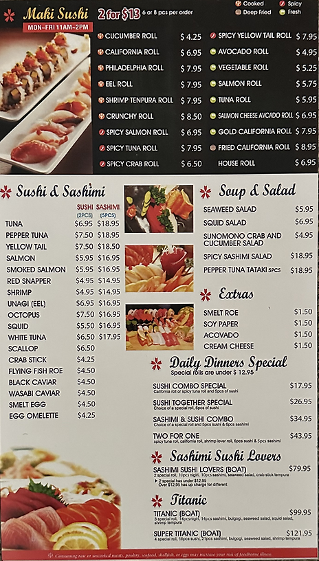 Menu | Kimono Steak & Sushi Bar