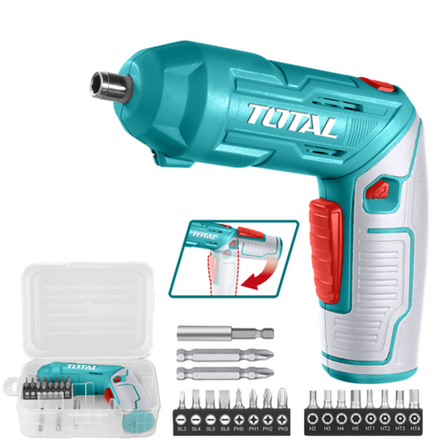 Atornillador inalámbrico de 4V con 19 piezas Total TSDLI0442 | Ferretec JR