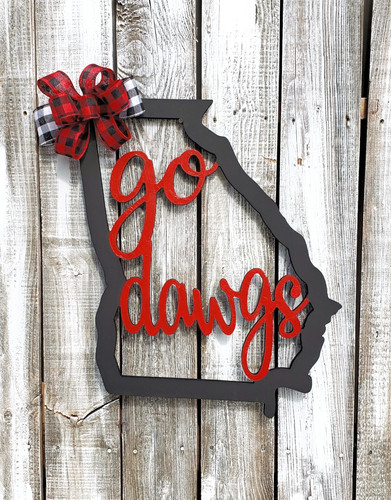 UGA Go Dawgs State of Georgia Wood Door Hanger Wall Sign | julieswoodcrafts
