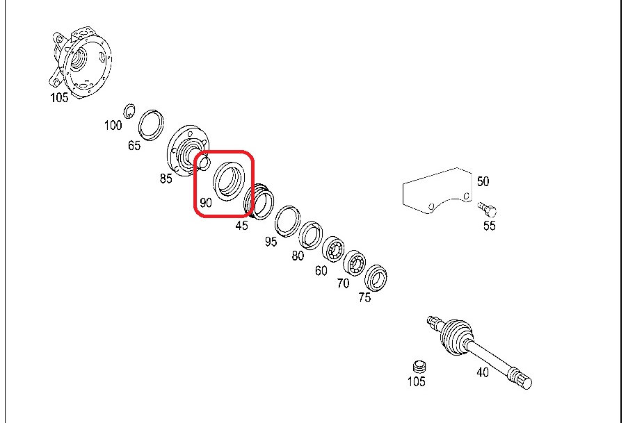 Mercedes W460 – W463 Seal Protectn Front Hub- 463 334 00 19, 463340019