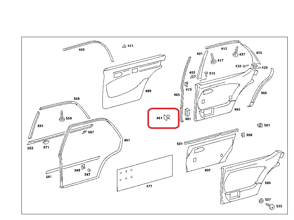 Mercedes W108 - W140 & W201 Door Rubber Clip 001 988 24 78, 0019882478