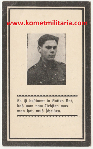 sterbebild-death card SS-Panzer-Grenadier KIA 21.1.1945 Veszprém ...