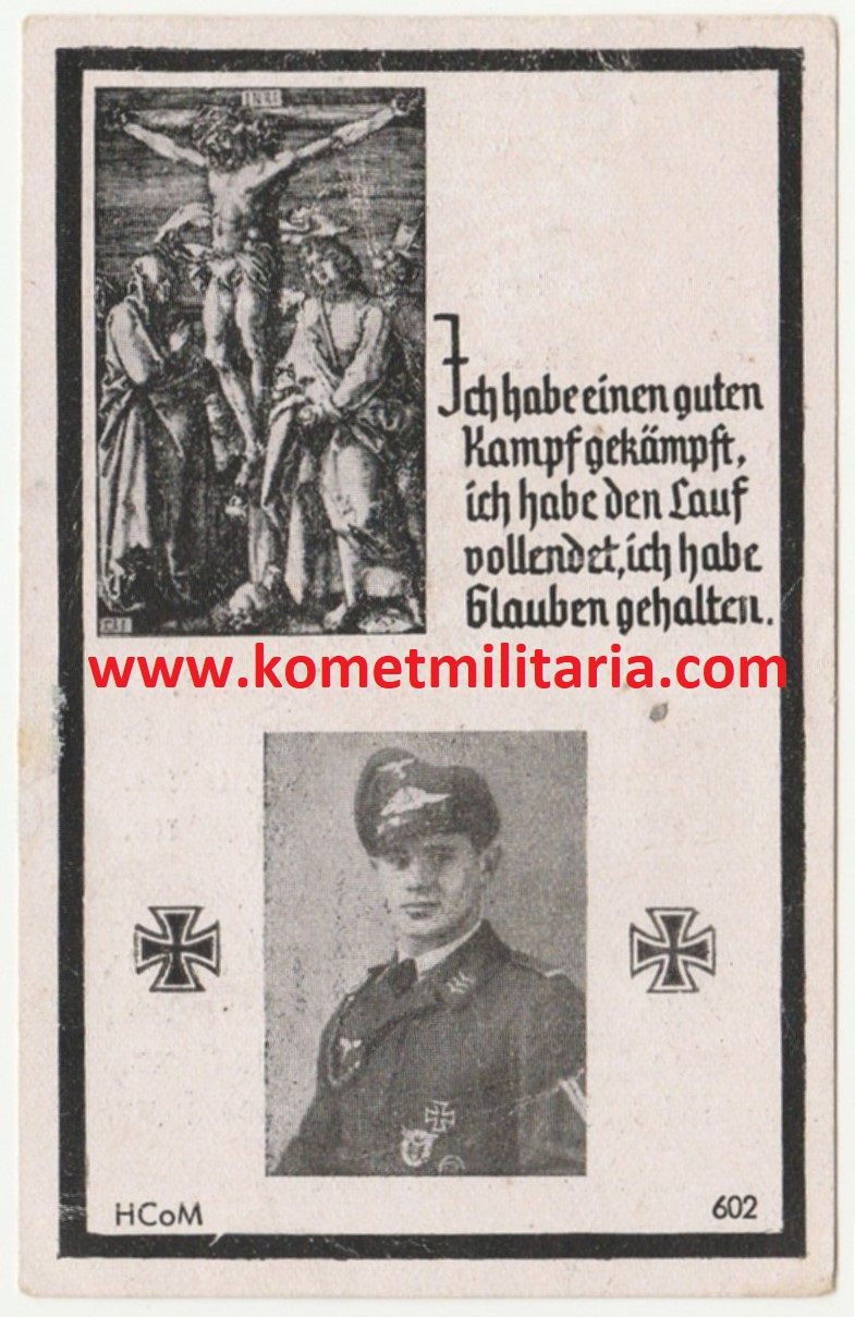 sterbebild-death card Pilot Kampfgeschwader 2 Unternehmen Steinbock ...