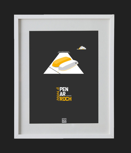 Affiche de bateaux à Ouessant en Bretagne sur la cale de Pen ar Roch