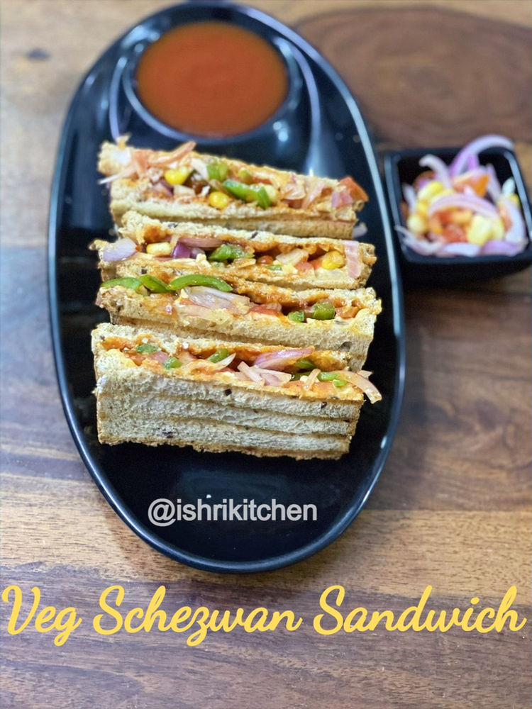 Veg Schezwan Sandwich | Ishri's Kitchen Recipe