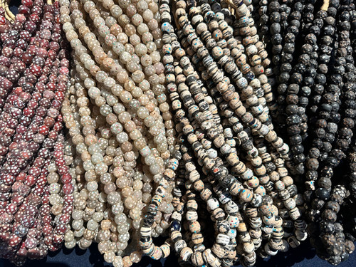 Antique Venetian Skunk & Fancy Floral Trade Bead Strands | Teton Trade ...