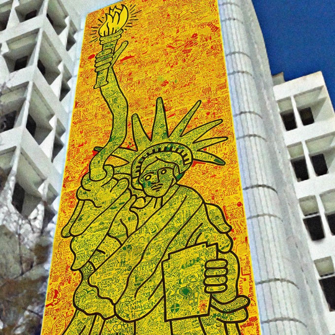 Keith Haring x City Kids’: Speak on Liberty Banner