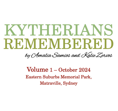 Kytherians Remembered Volume 1 | Kytherian Genealogy