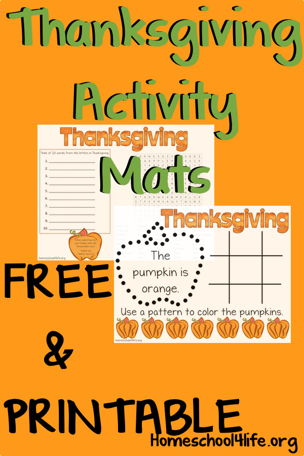 Thanksgiving Activity Mats ~ Free and Printable