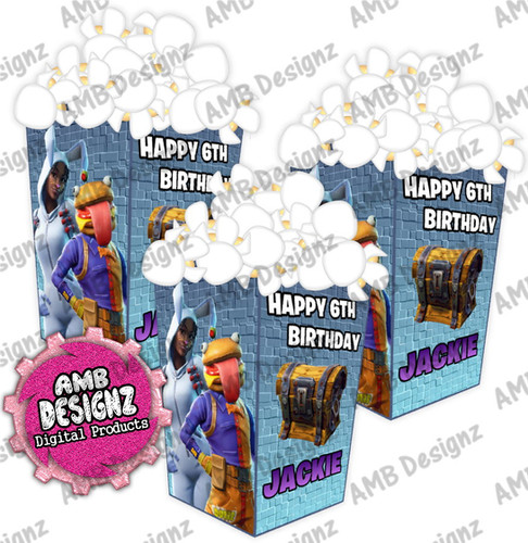 Fortnite Popcorn Box Favor- Fortnite Party Supplies