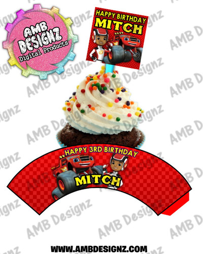 Blaze and the monster machines Cupcake Topper and Blaze Cupcake wrapper ...