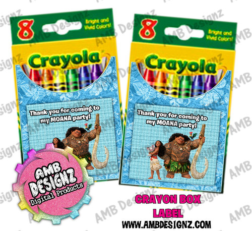 Disney's Moana Crayon Box Label - Moana Party Supplies