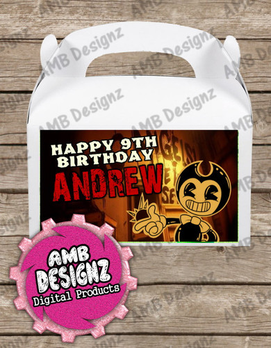 Bendy Ink Machine Gable Box/Treat Box Label Supplies - Bendy Party ...