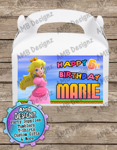 Princess Peach Gable Box/Treat Box Label - Princess Peach Party ...