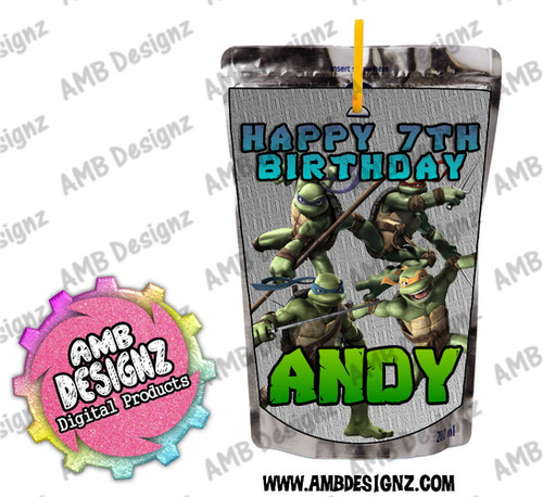 TMNT - Ninja Turtles Juice Pouch Label - TMNT - Ninja Turtles Party ...
