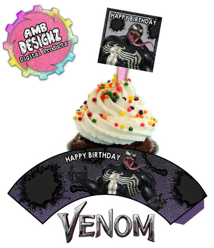 Venom Cupcake Toppers / Venom Party Supplies